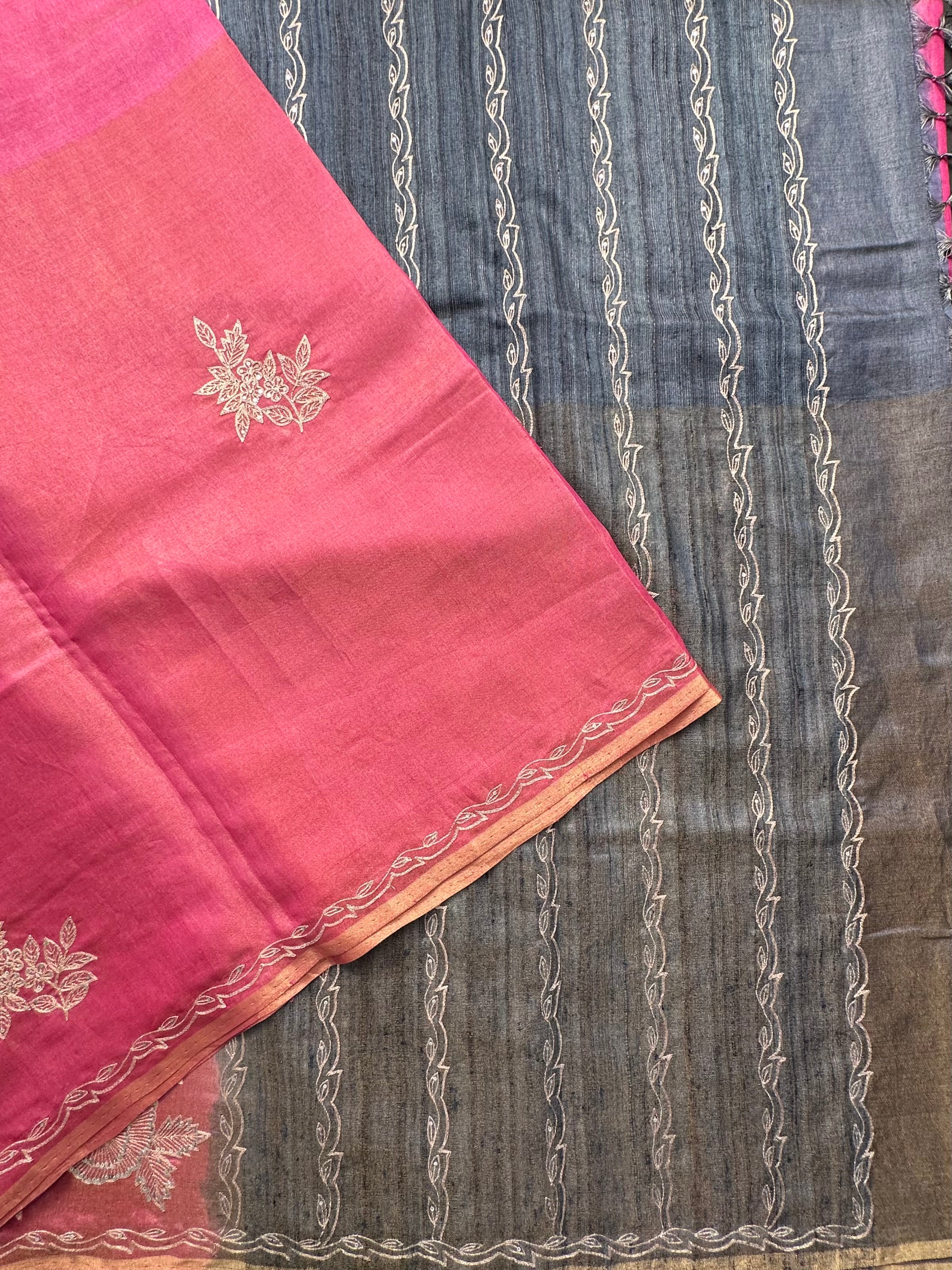 Rani Aari Work Tissue Silk Saree – HandloomEmporium